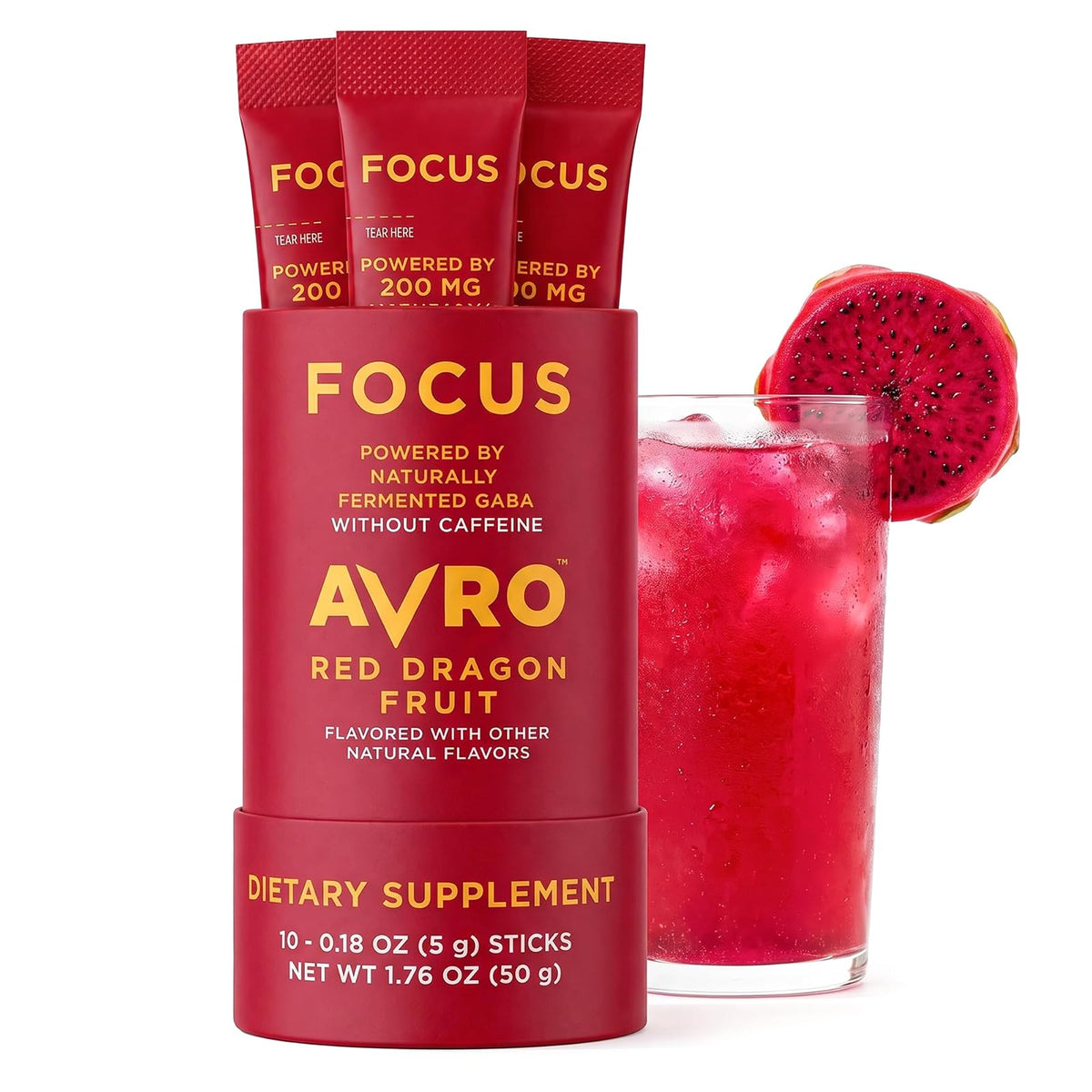 AVRO Focus Red Dragon Fruit Drink Mix for energy