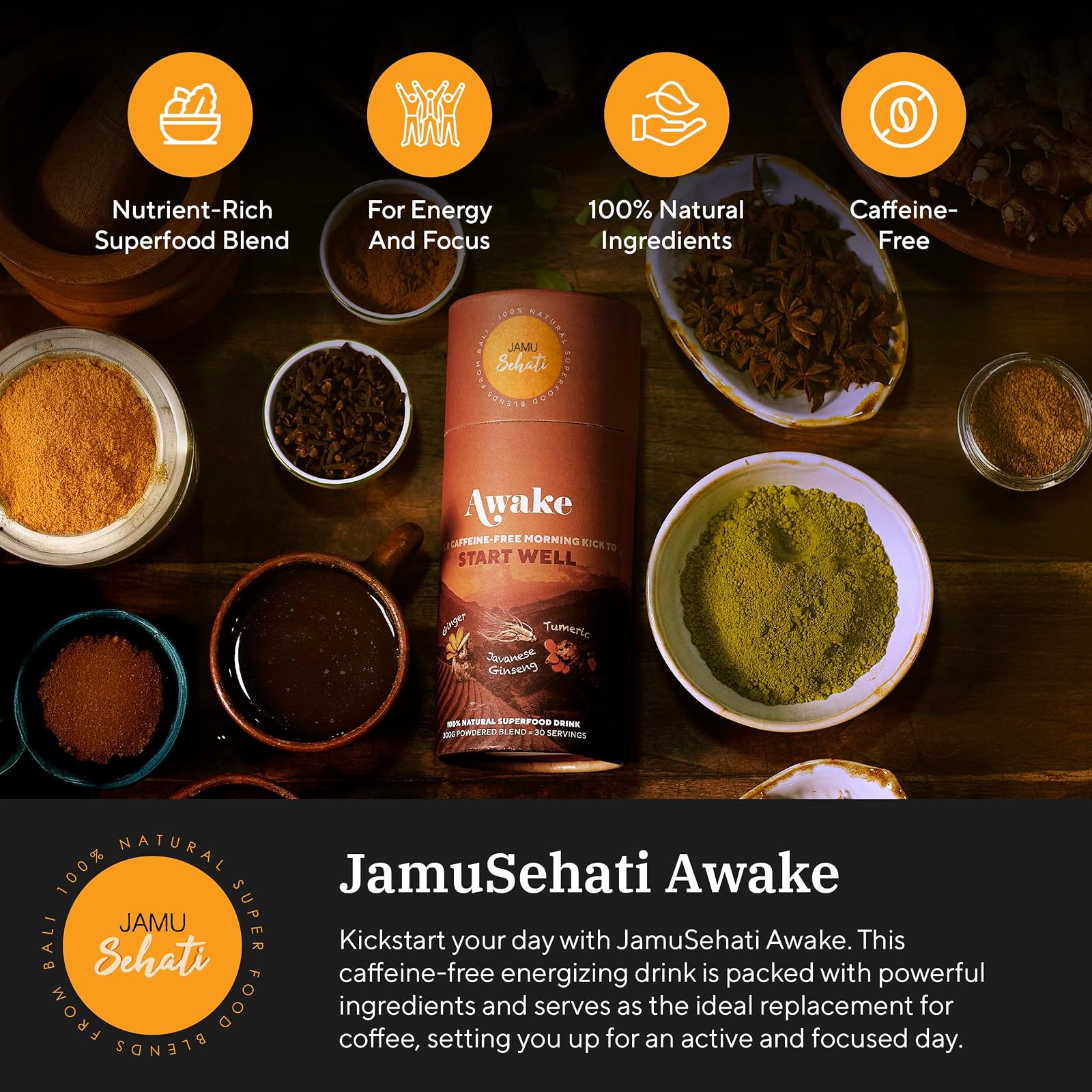 Awake ginseng powder for energy