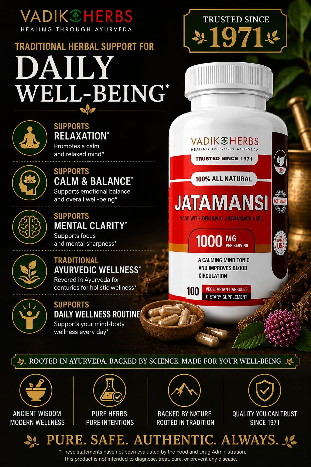 Ayurvedic blended supplements for calm