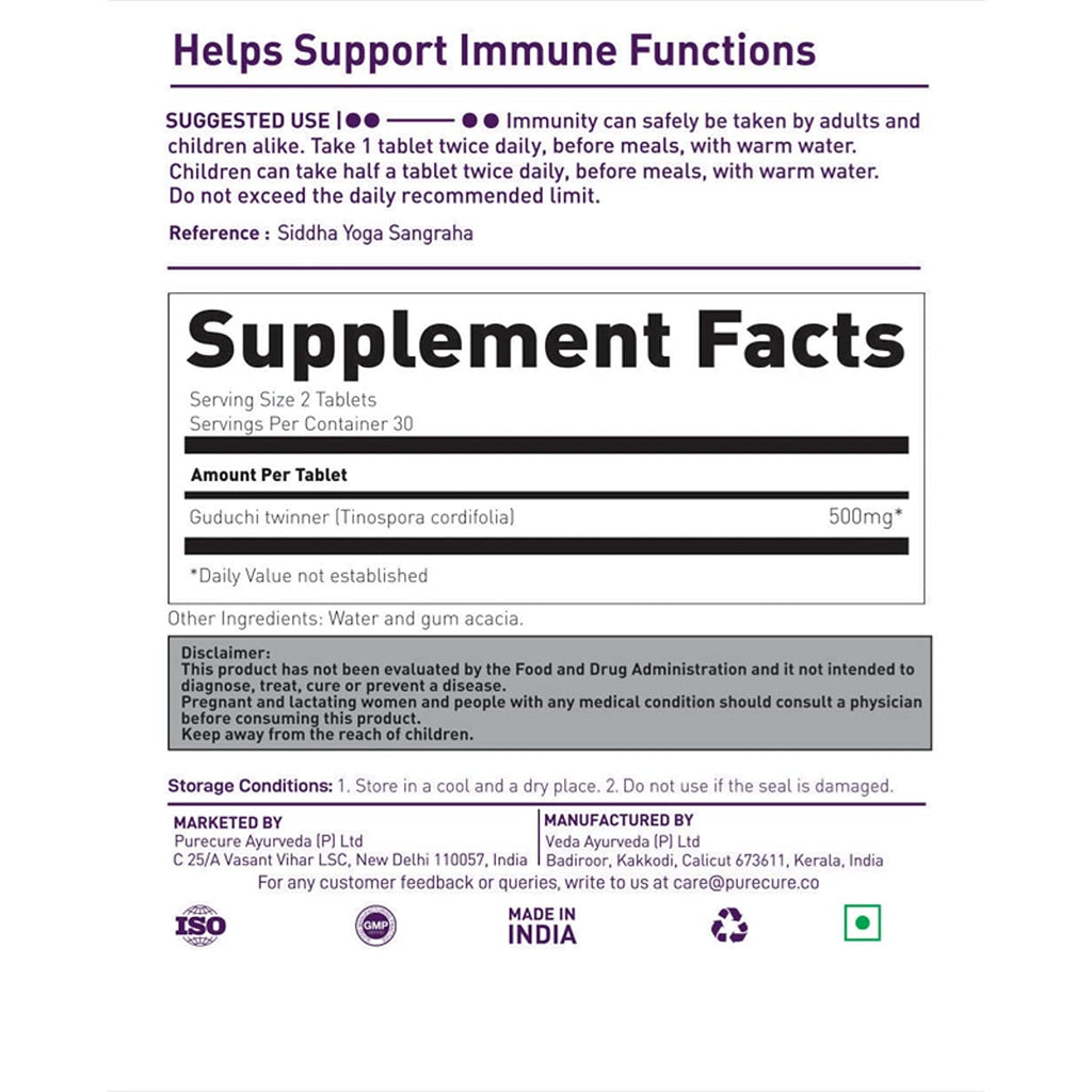 Ayurvedic immunity support tablets