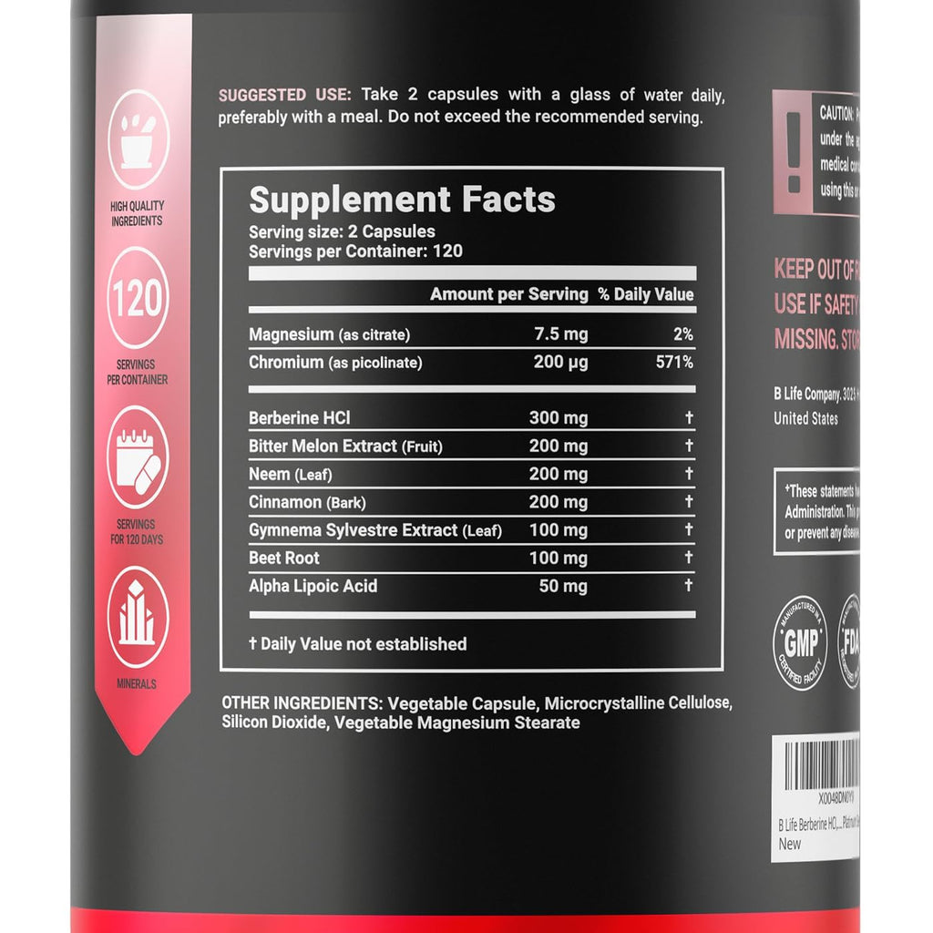 B Life Berberine Complex 500 mg capsules