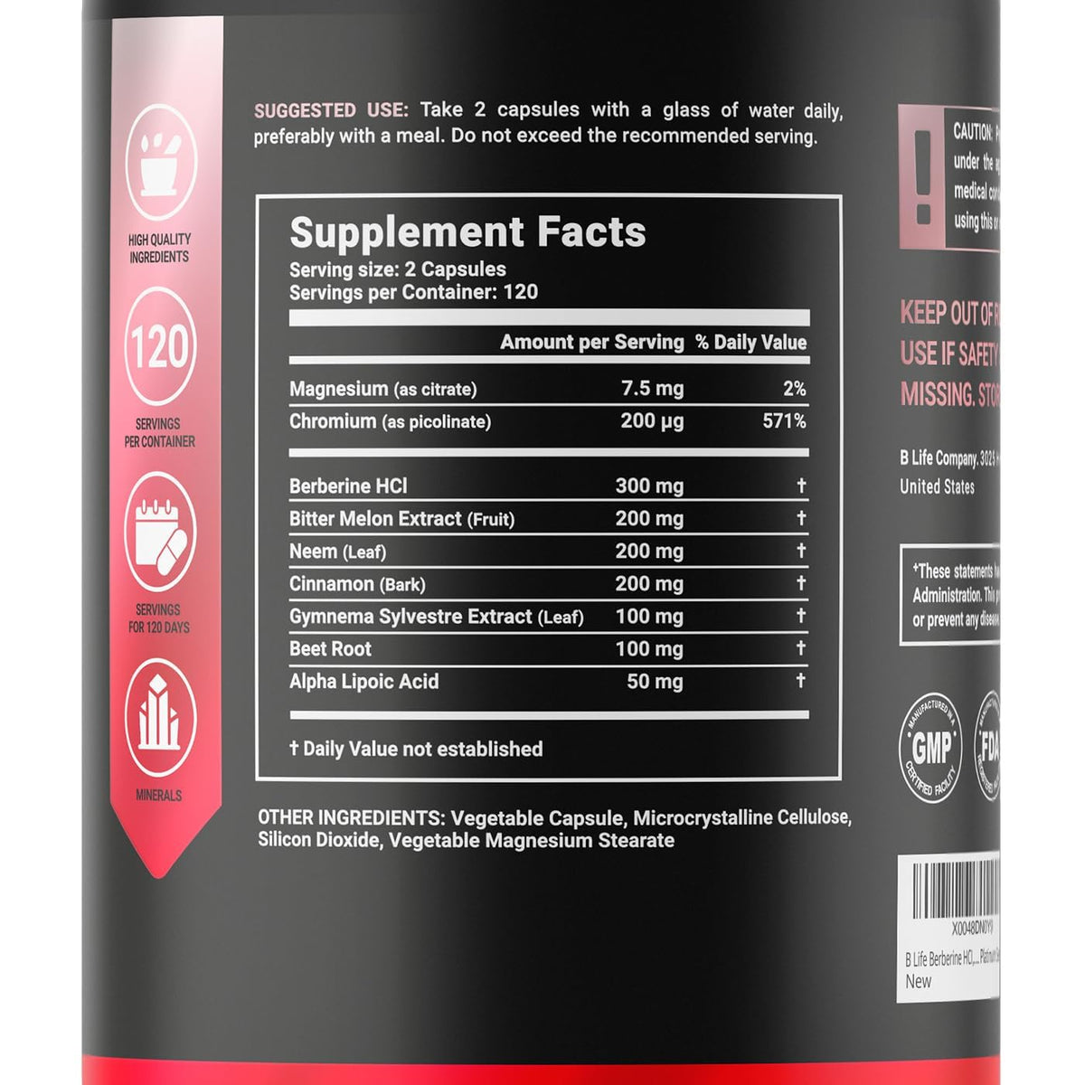 B Life Berberine Complex 500 mg capsules