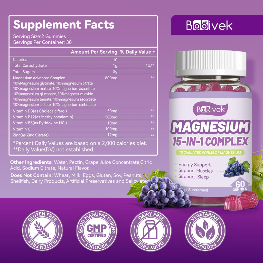 Babivek magnesium gummies for energy boost
