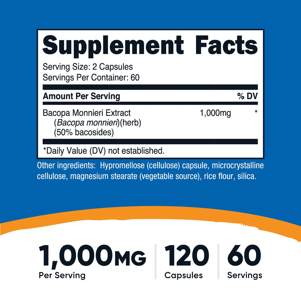 Bacopa Monnieri 1000 mg herbal supplement
