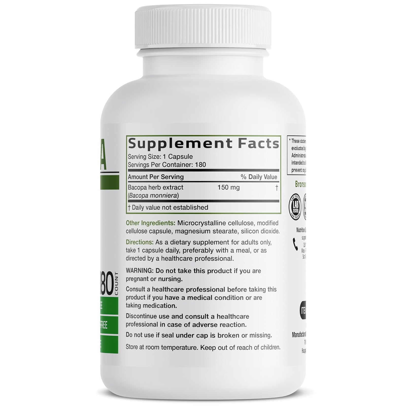 Bacopa Monnieri capsules for cognitive support