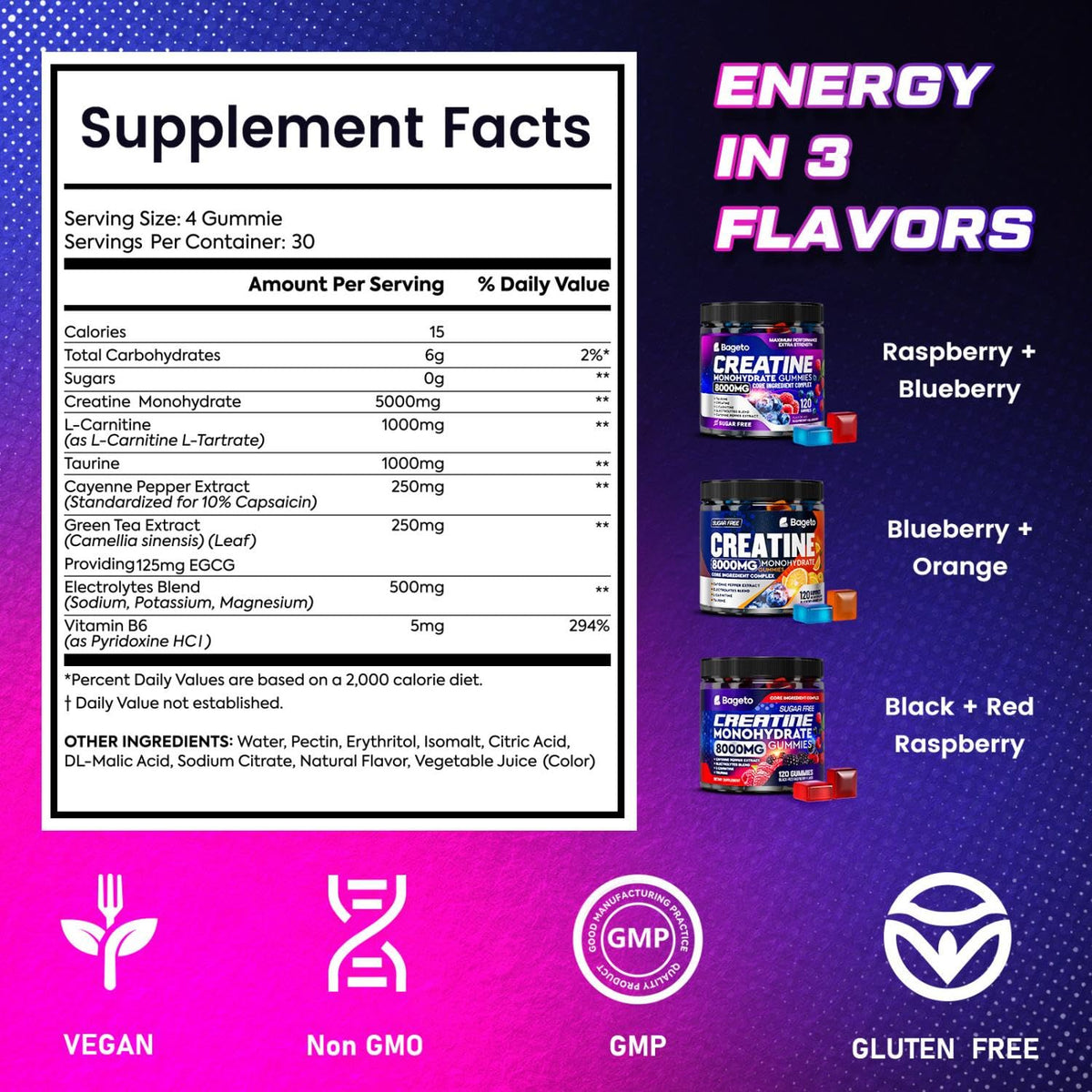 Bageto creatine gummies for strength training