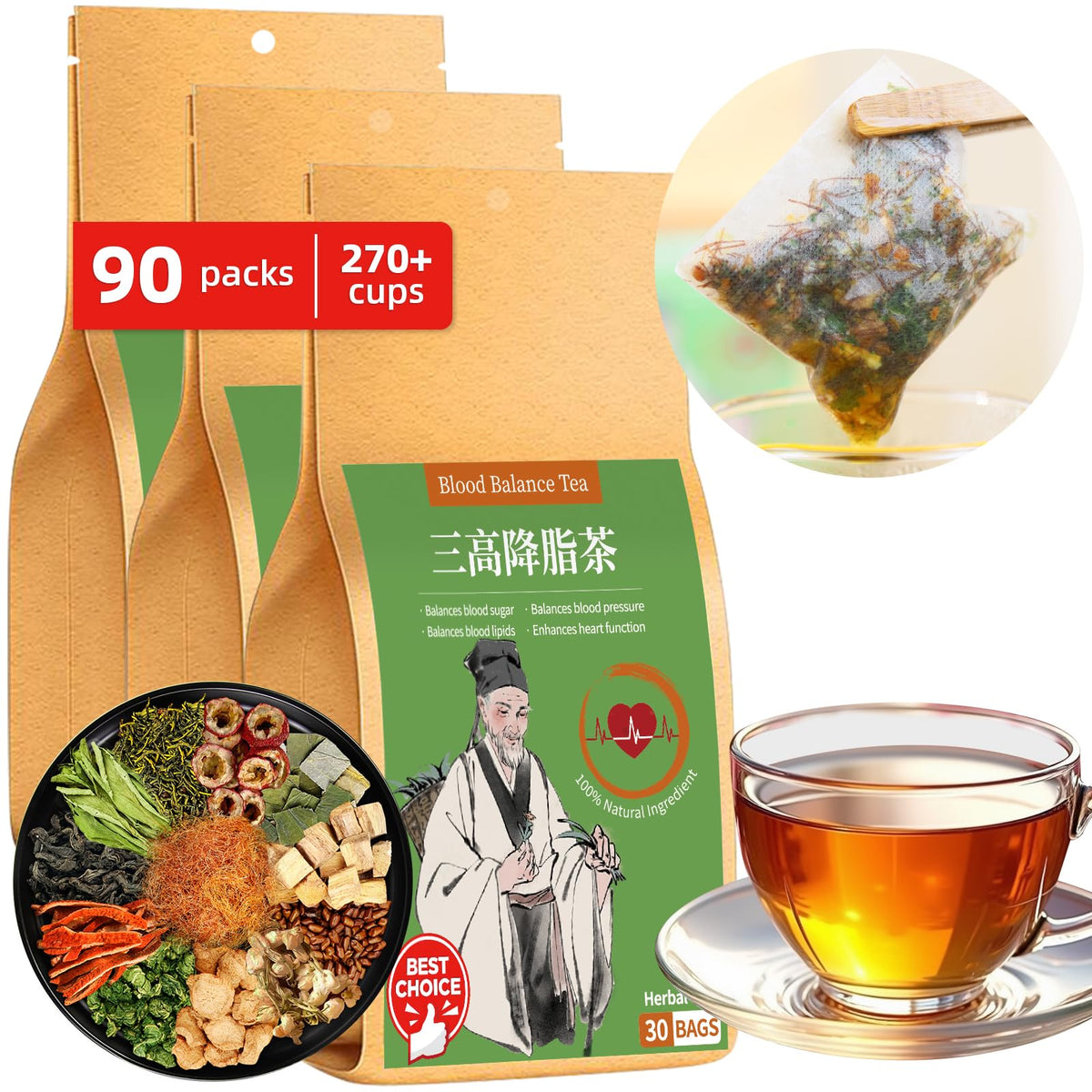 Baihuatang blood pressure tea bags