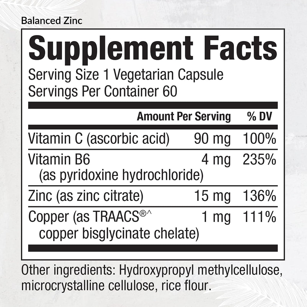 Balanced zinc and copper supplement
