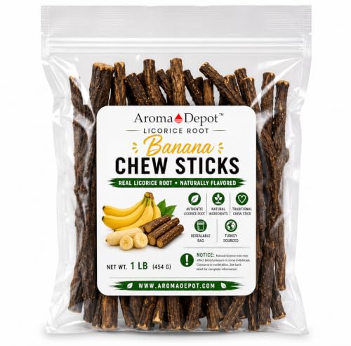 Banana flavour licorice root sticks