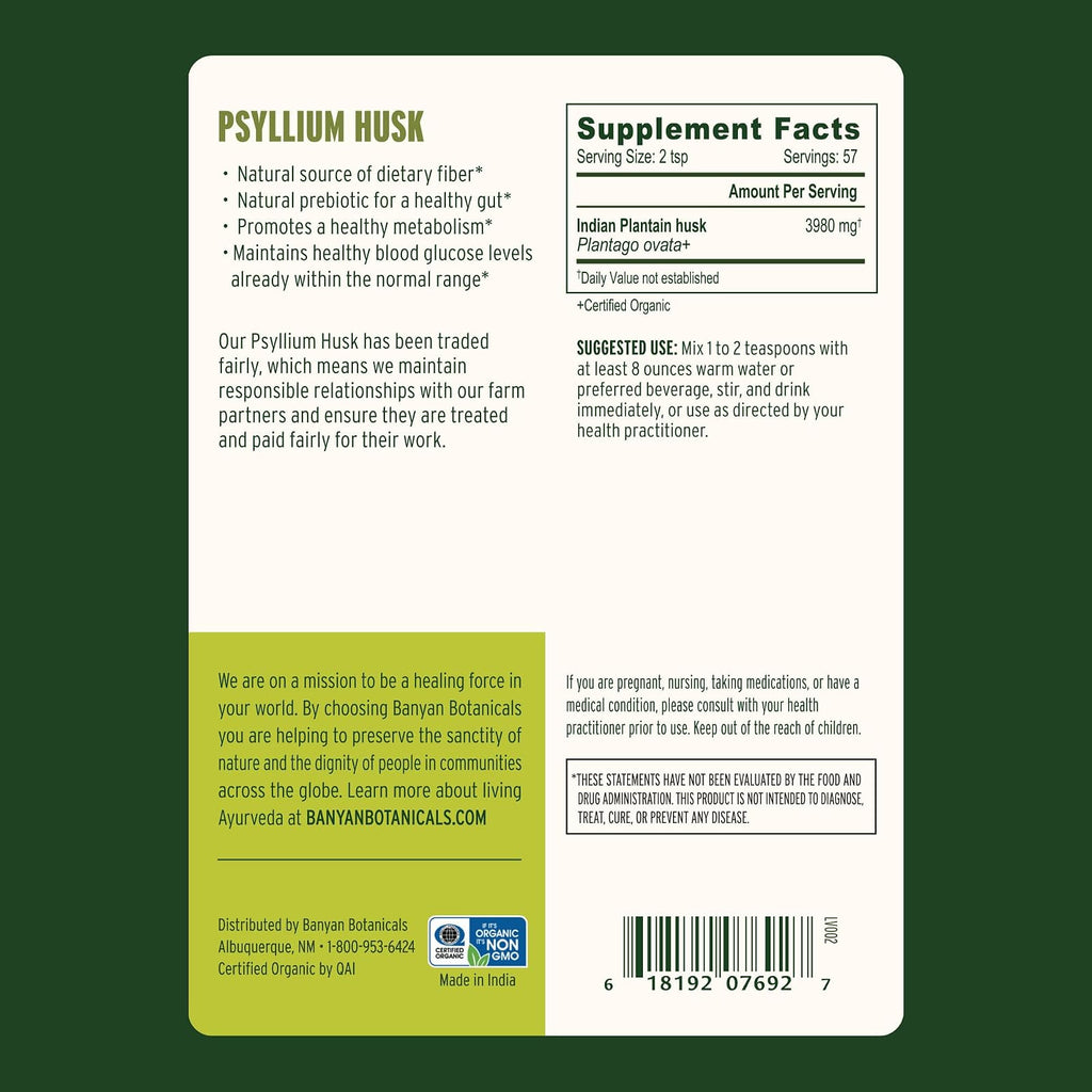 Banyan Botanicals psyllium husk benefits