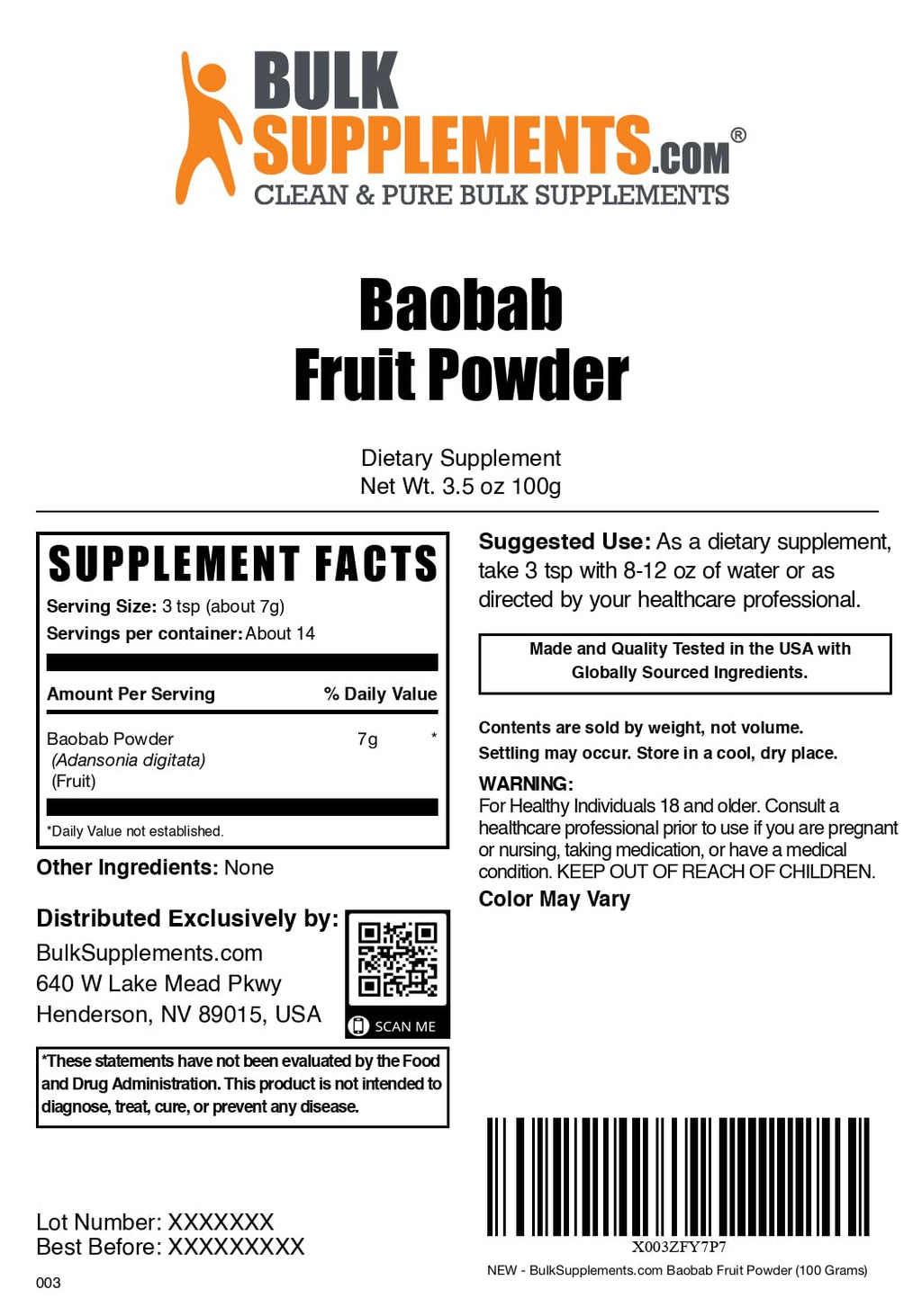 Baobab powder for healthy recipes