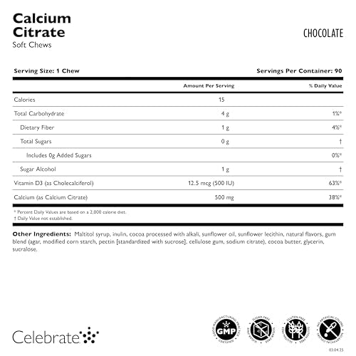 Bariatric-friendly calcium chews for optimal health