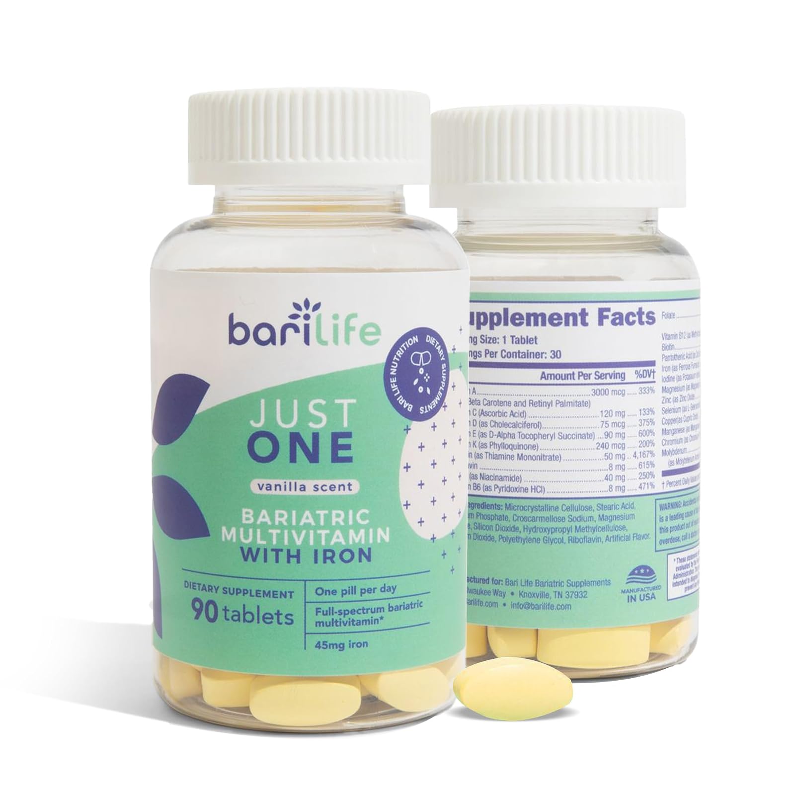 Bariatric multivitamin with iron
