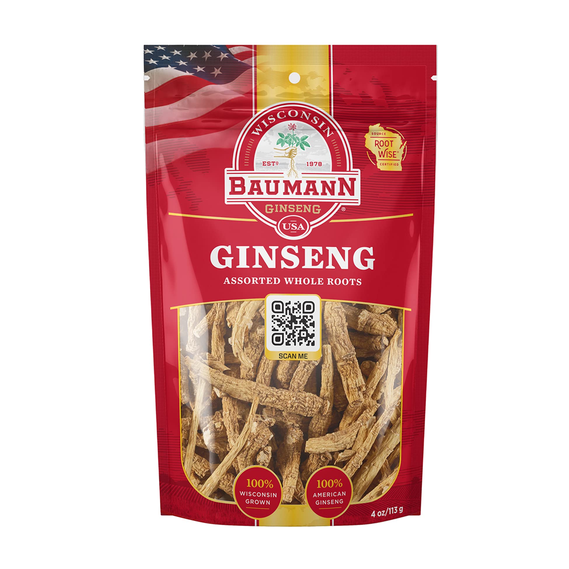 Baumann ginseng whole roots for energy