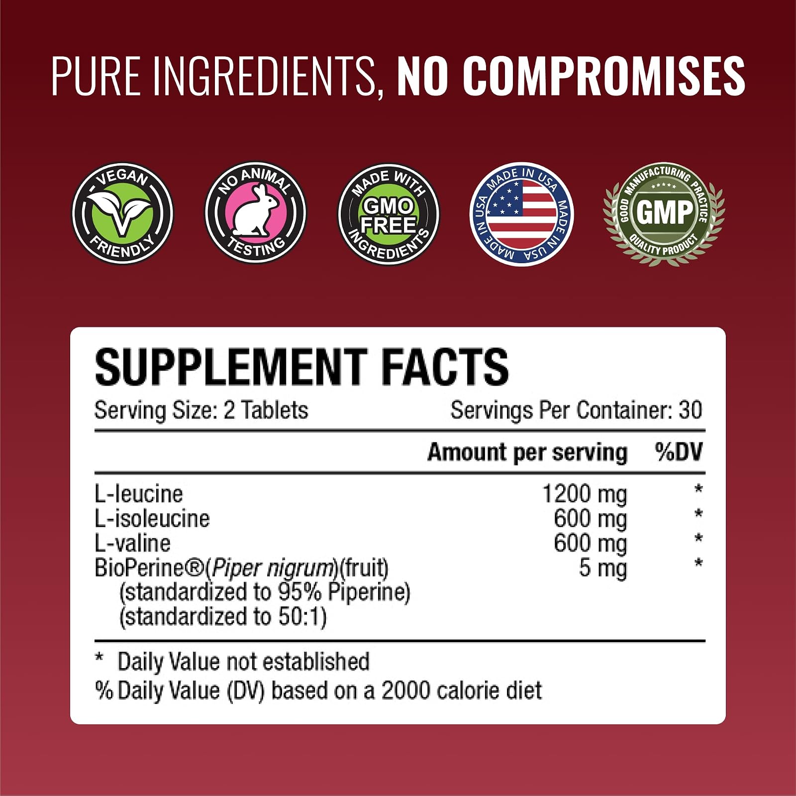 BCAA tablets for enhanced performance