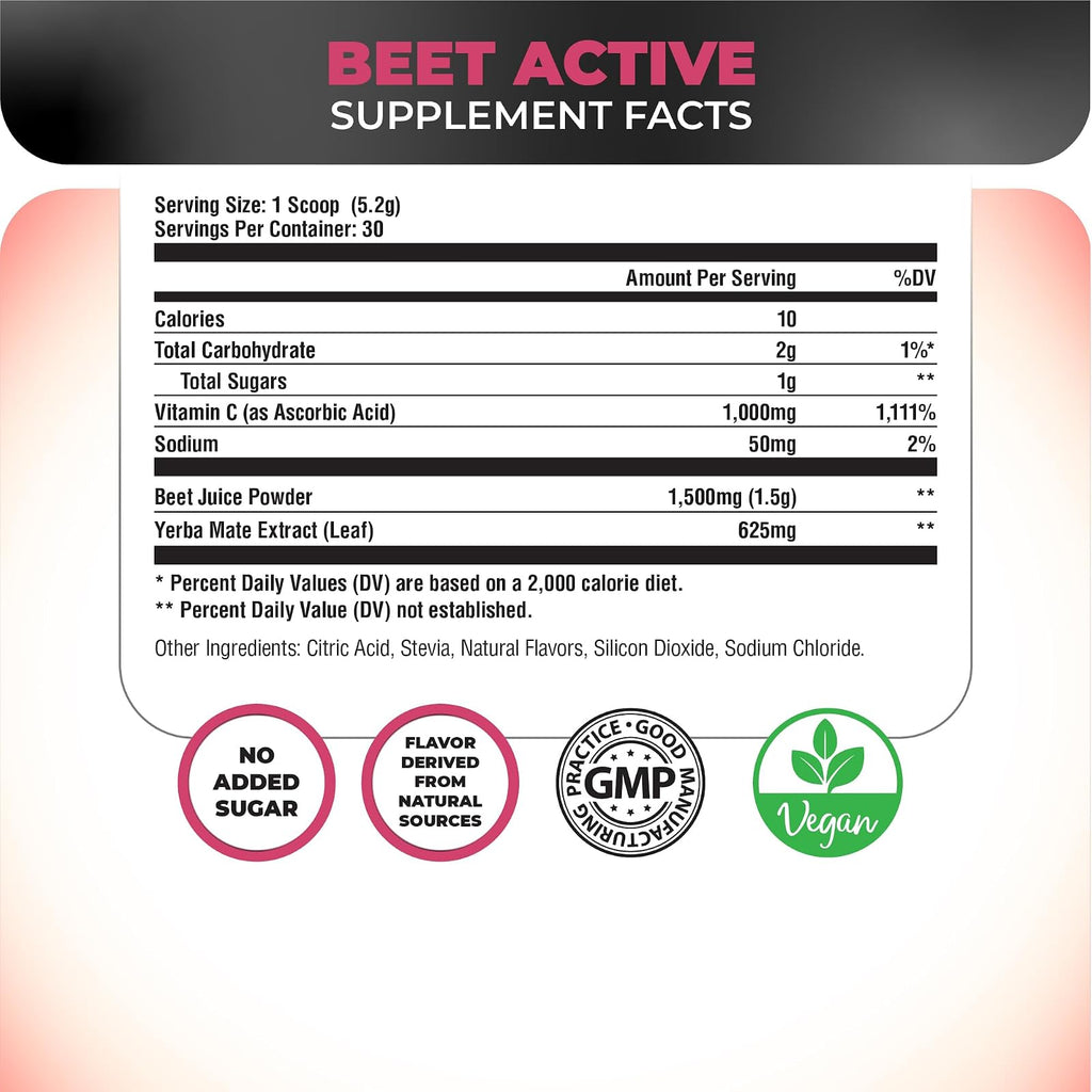 Beet Active pre-workout with passion fruit flavour