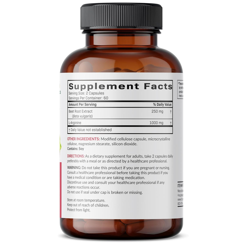 Beet root and l-arginine capsules