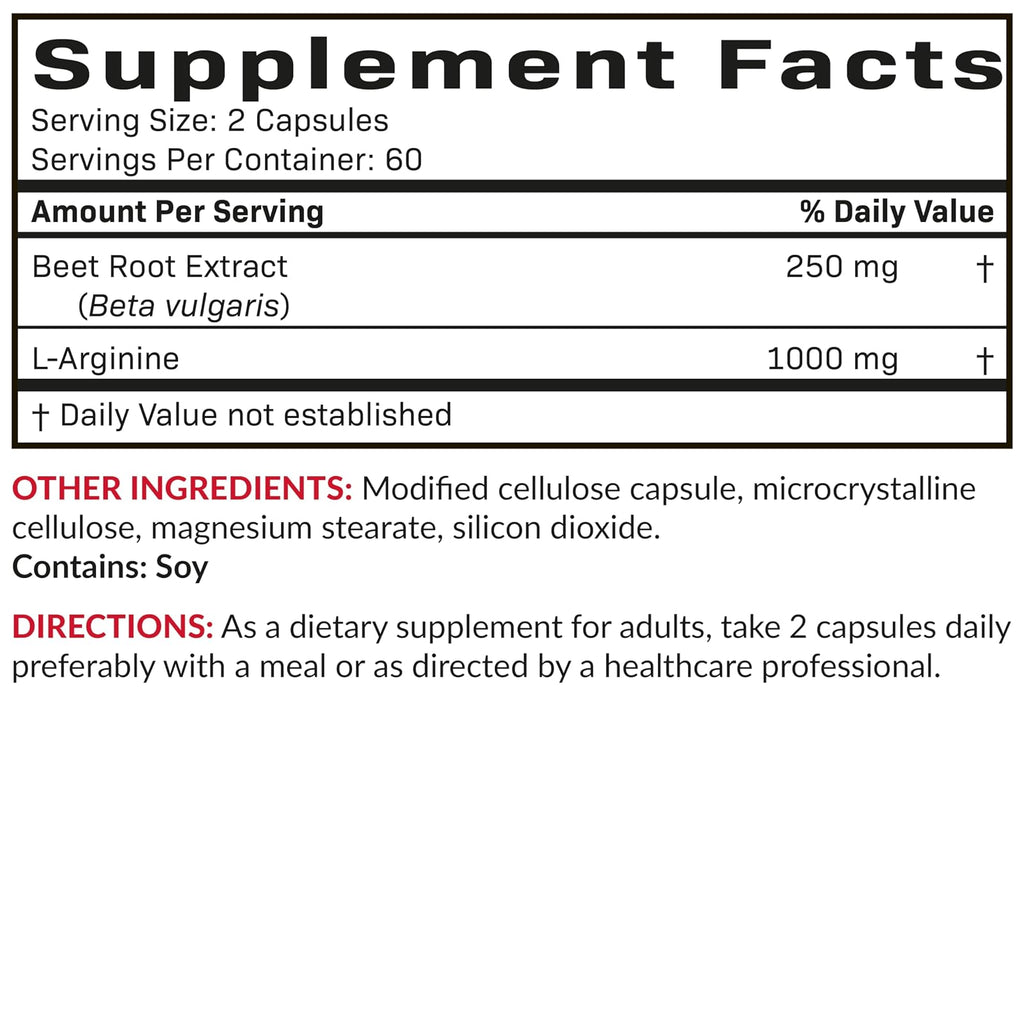 Beet root plus l-arginine for vitality