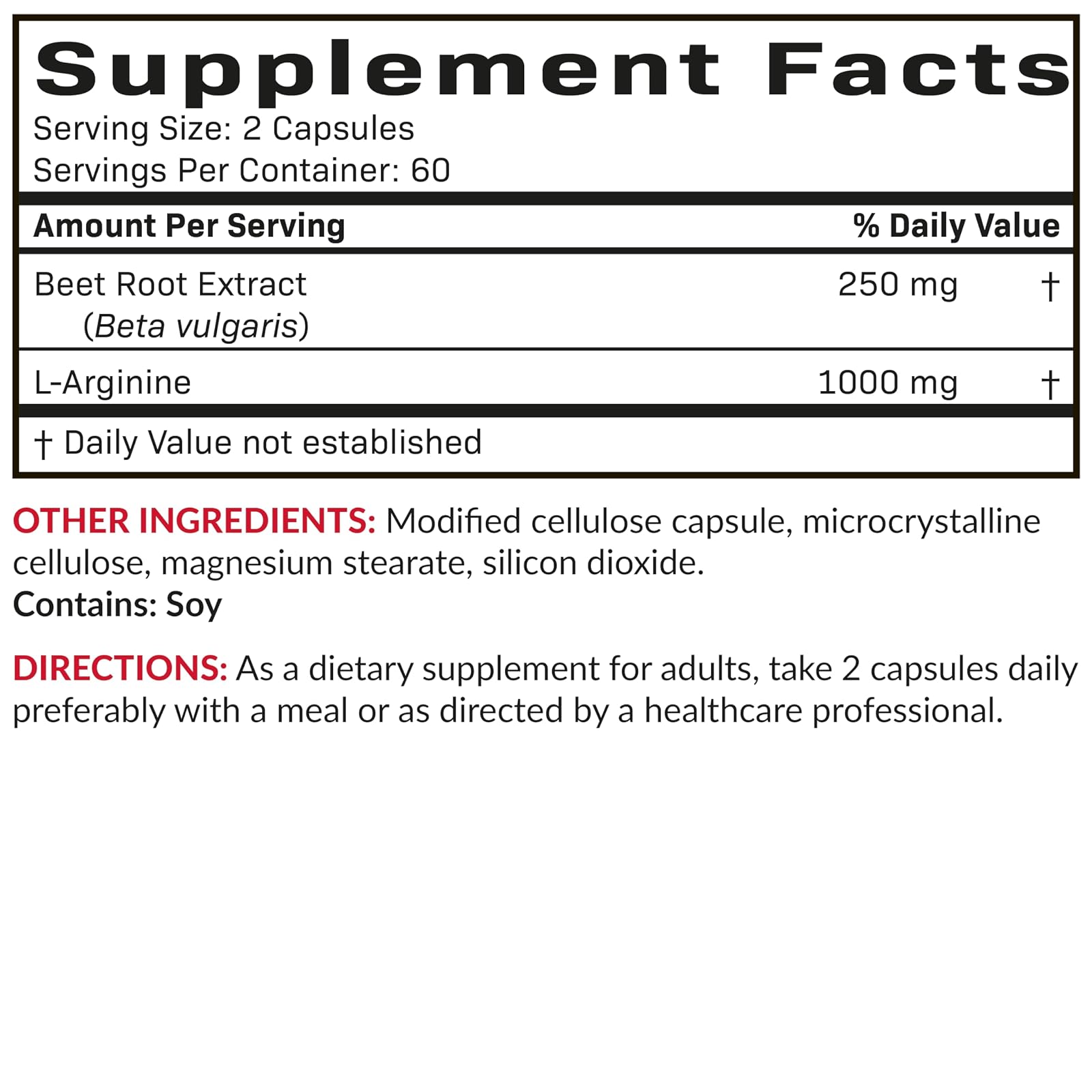 Beet root plus l-arginine for vitality