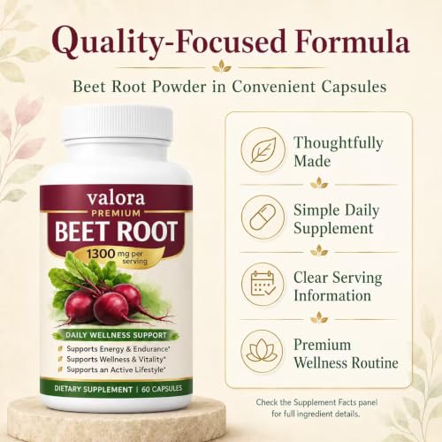 Beetroot capsules with antioxidants for vitality
