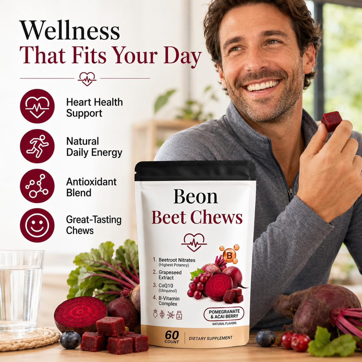Beetroot chews with antioxidant benefits