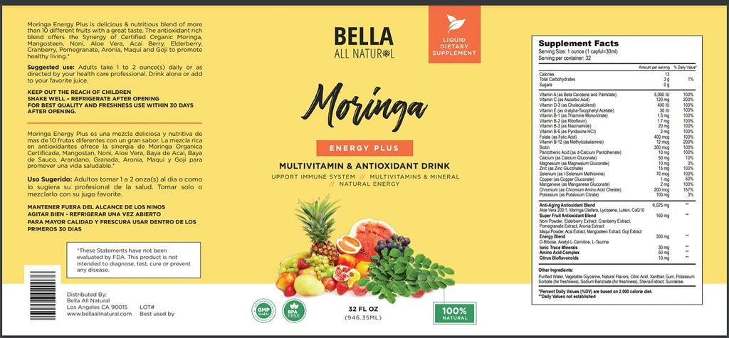 Bella Moringa Juice energy boost supplement