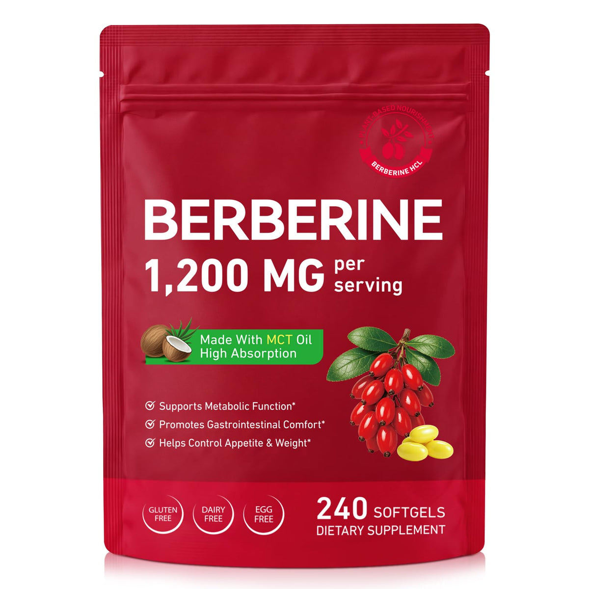 Berberine 1200 mg softgels for health