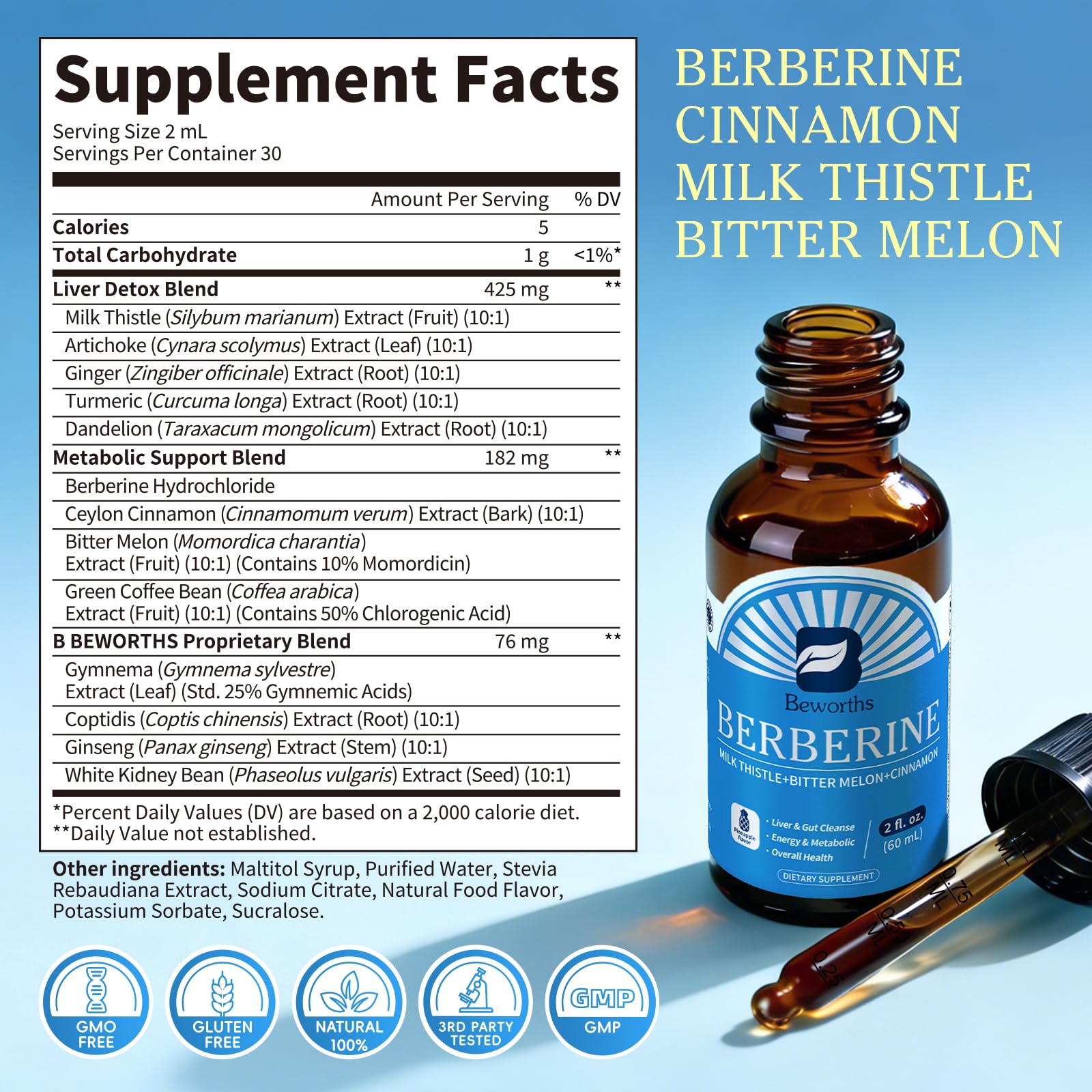 Berberine and cinnamon liquid formula