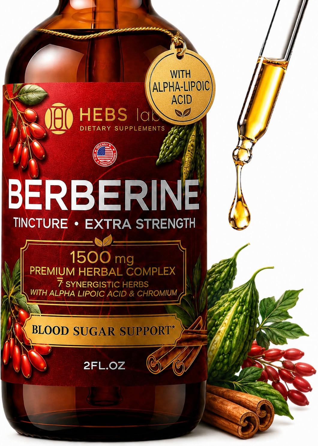 Berberine HCL herbal supplement drops