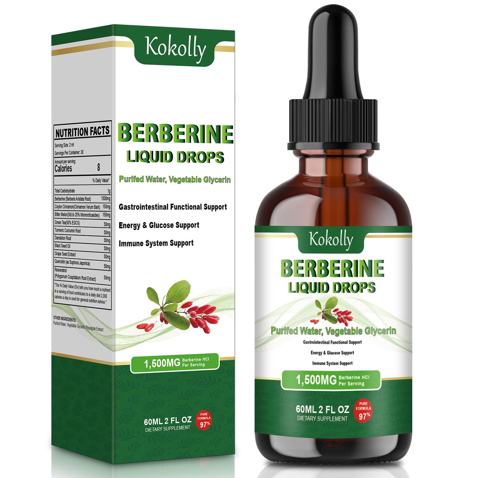 Berberine HCL liquid drops for metabolism