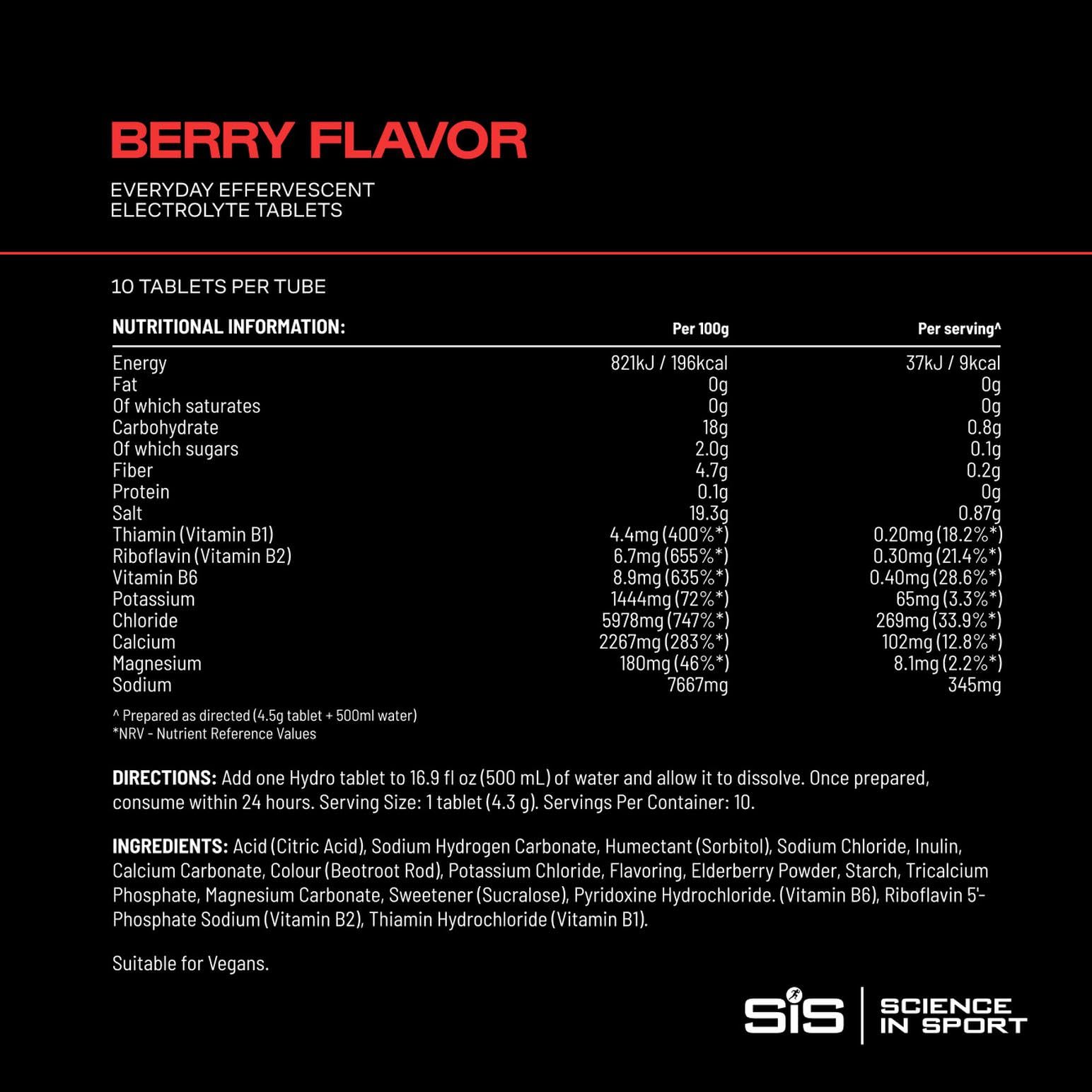 Berry electrolyte tablets for sports
