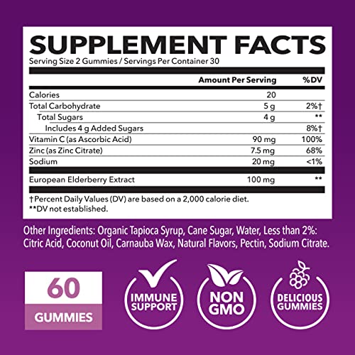 Berry flavored elderberry gummies for kids