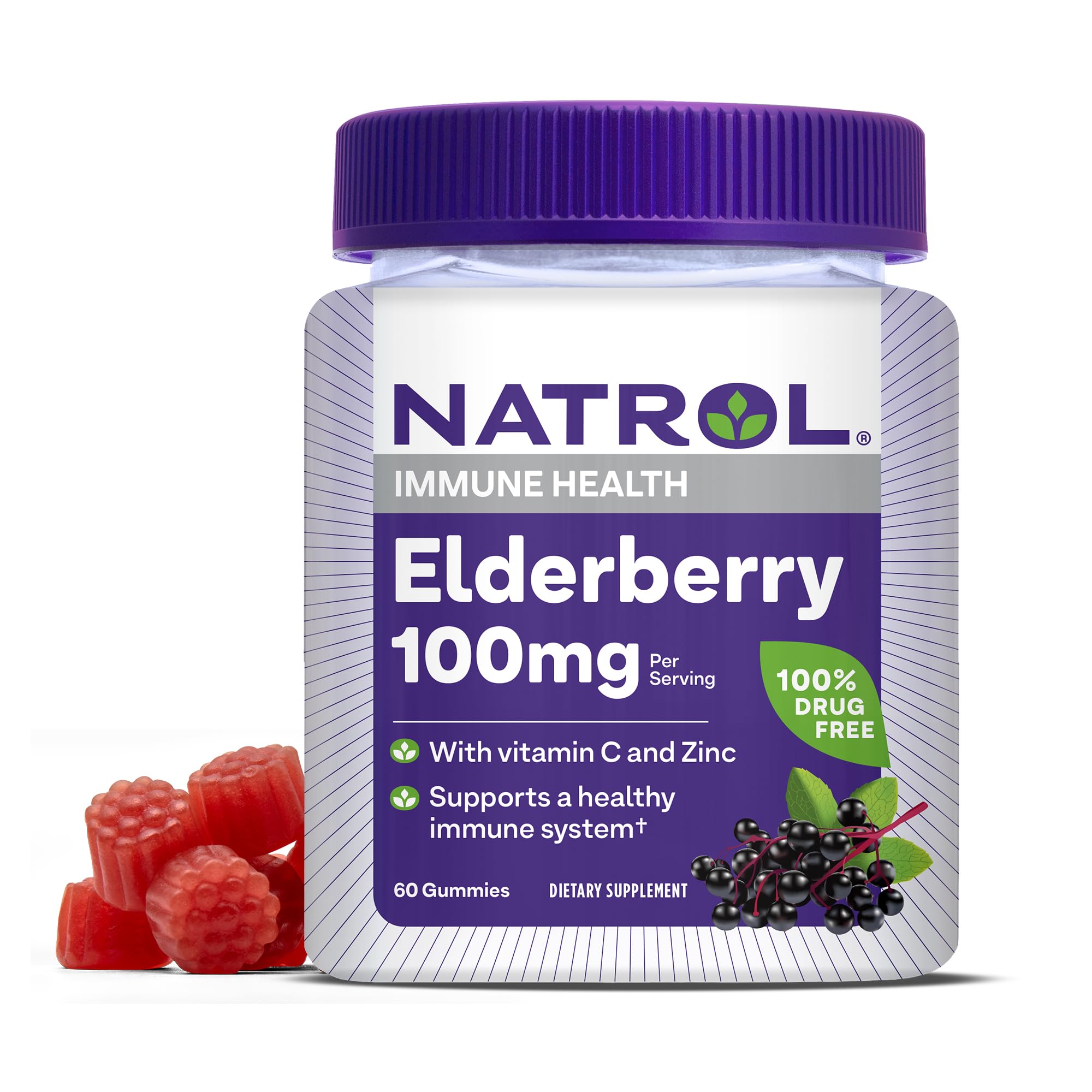 berry-flavored elderberry gummy supplements