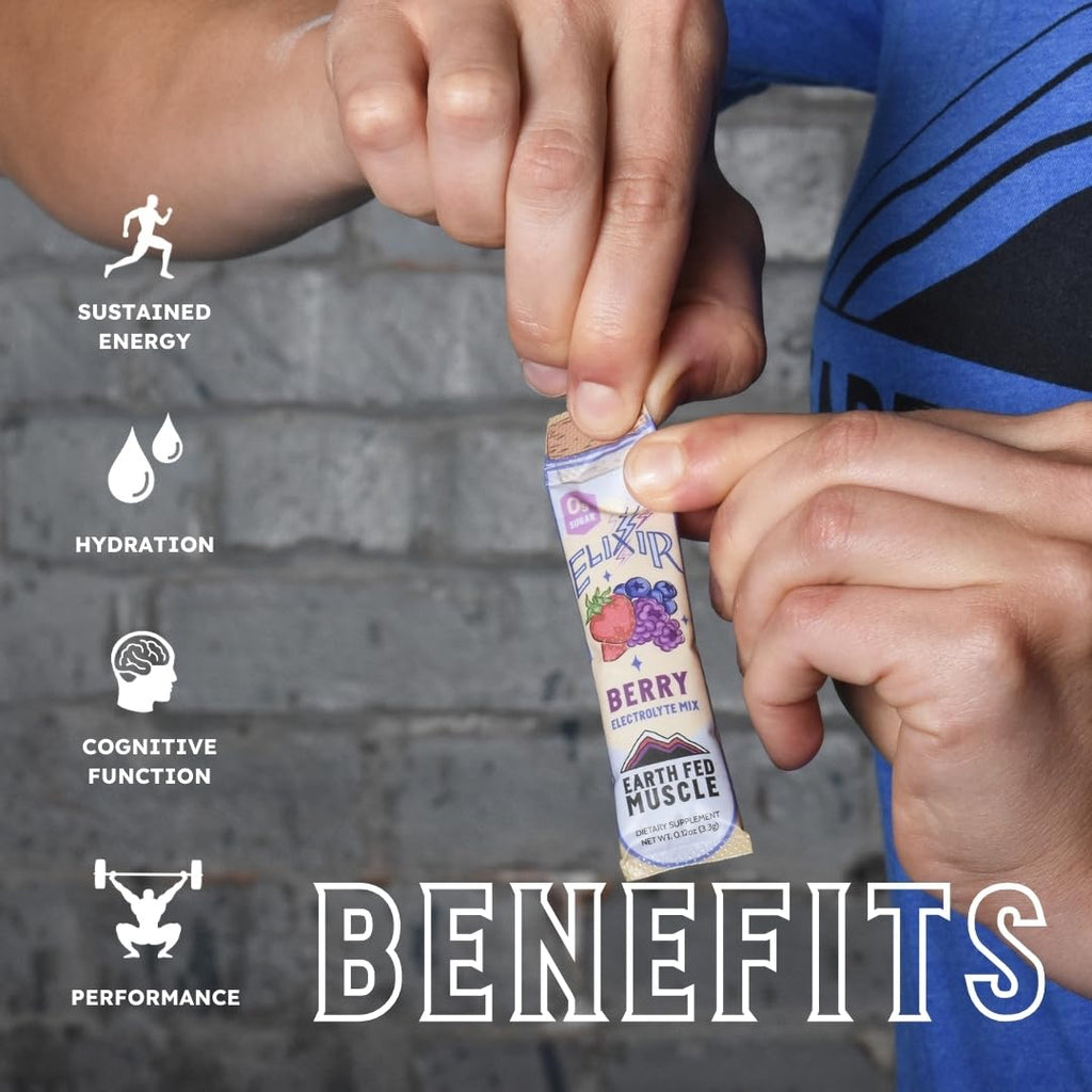 Berry flavour electrolyte packets for athletes