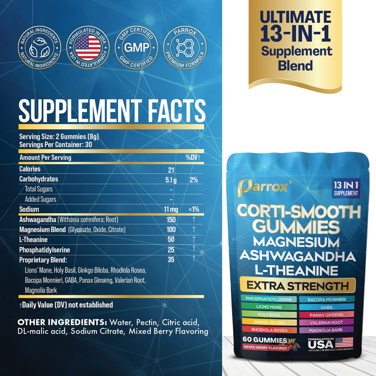 Berry flavour magnesium and ashwagandha gummies