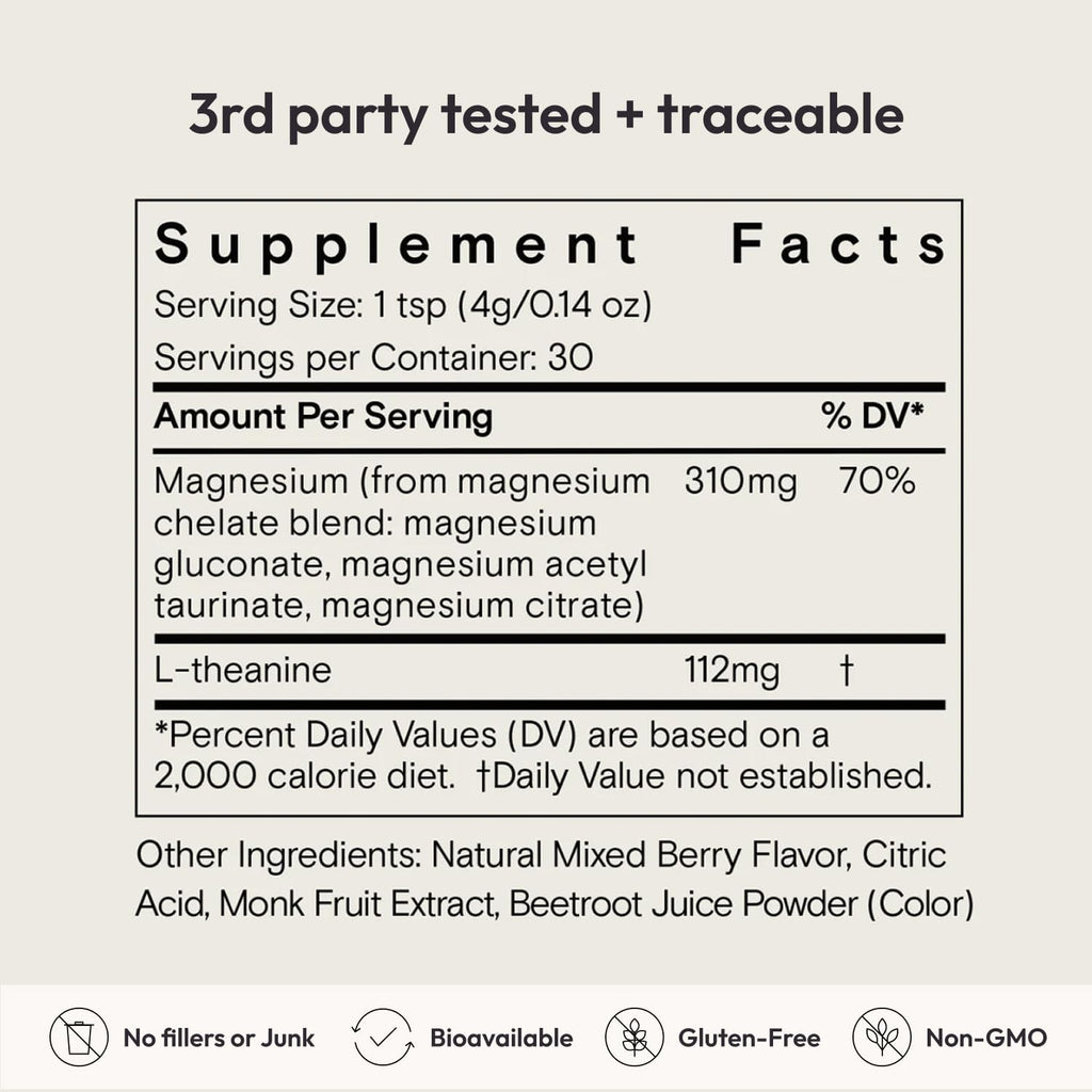 Berry flavoured magnesium glycinate supplement