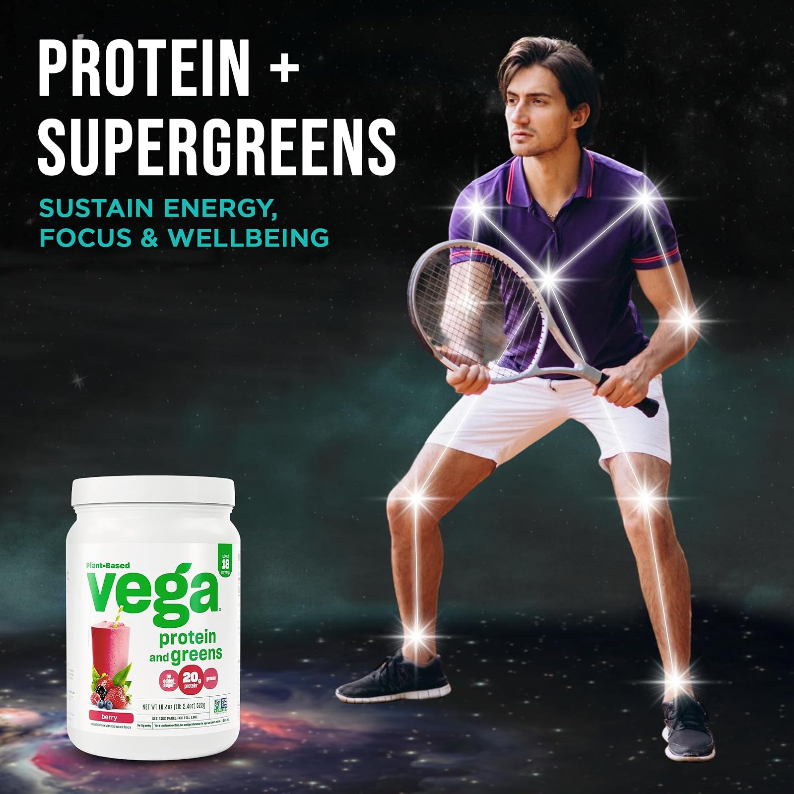 Berry flavoured plant based protein powder