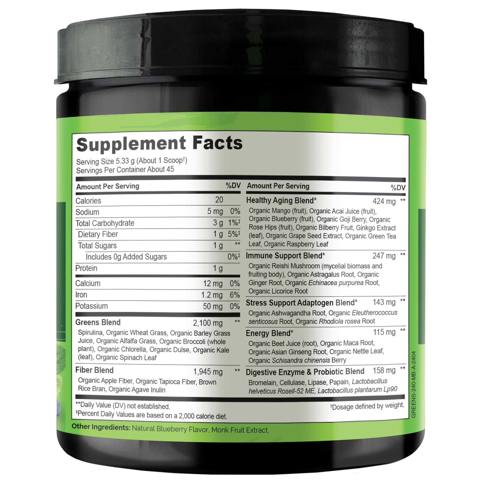 berry-flavoured spirulina for taste