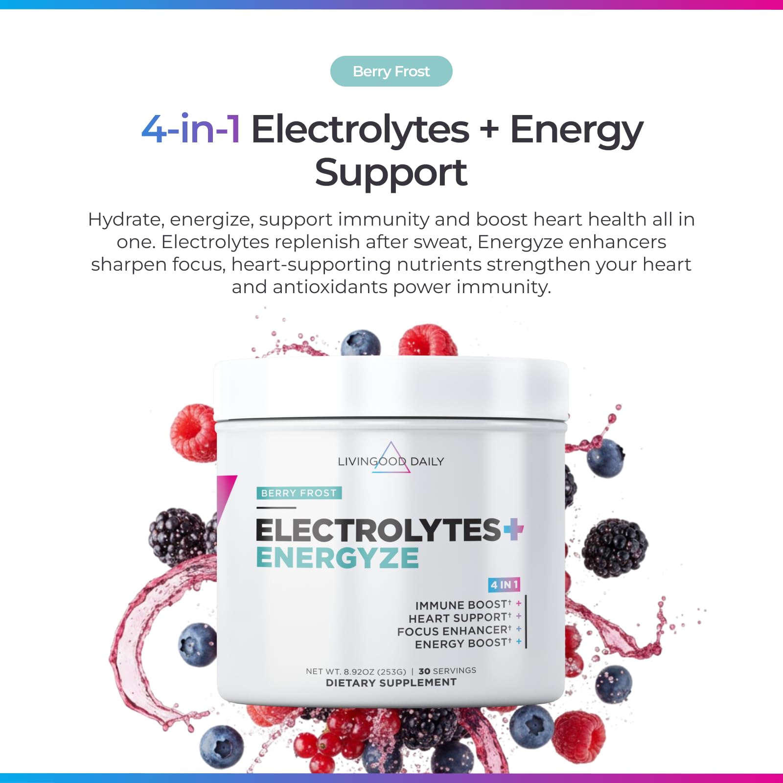 Berry Frost electrolyte powder for energy boost