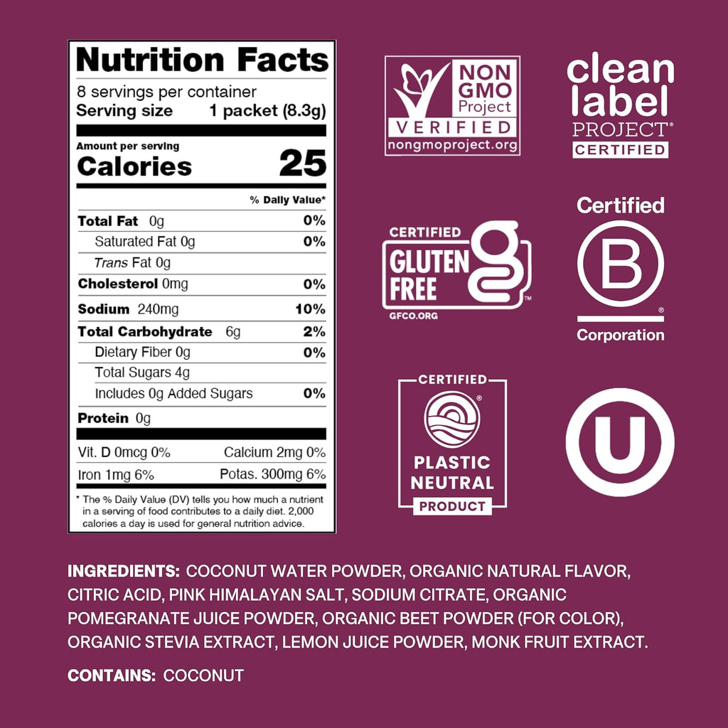 Berry pomegranate electrolyte powder packets