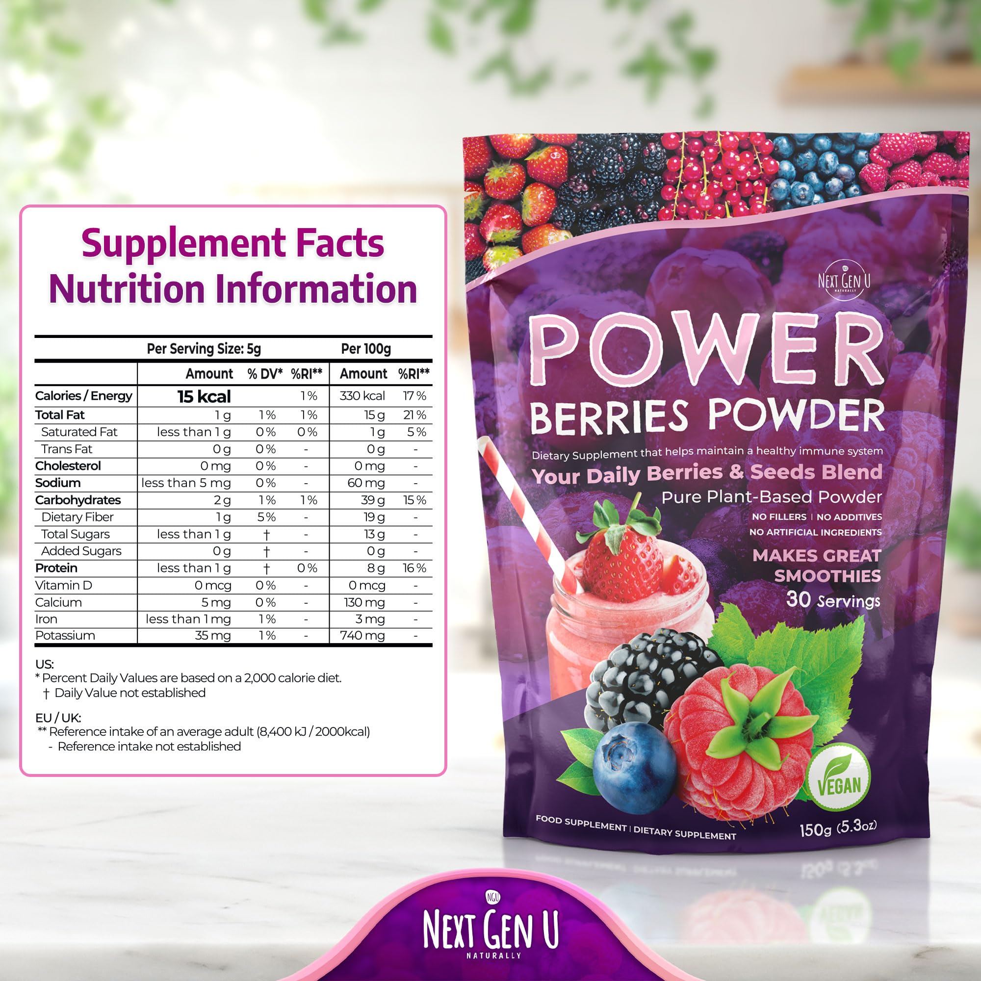 Berry powder for healthy drinks