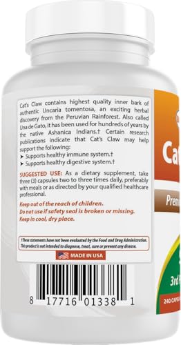 Best Naturals Cat's Claw capsules benefits