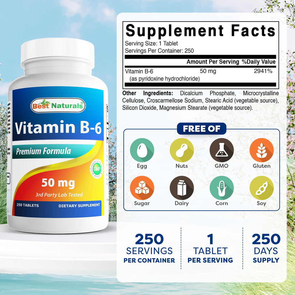 Best Naturals Vitamin B6 supports mood balance