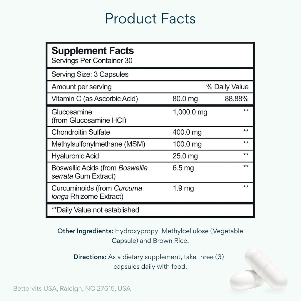 Bettervits glucosamine for joint health
