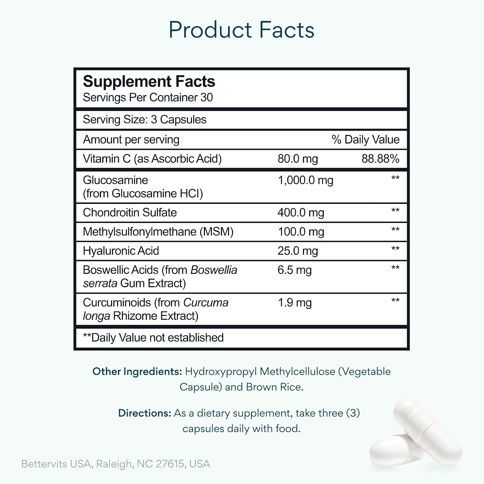 Bettervits glucosamine for joint health