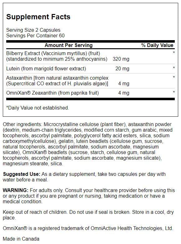 Bilberry and lutein antioxidant benefits
