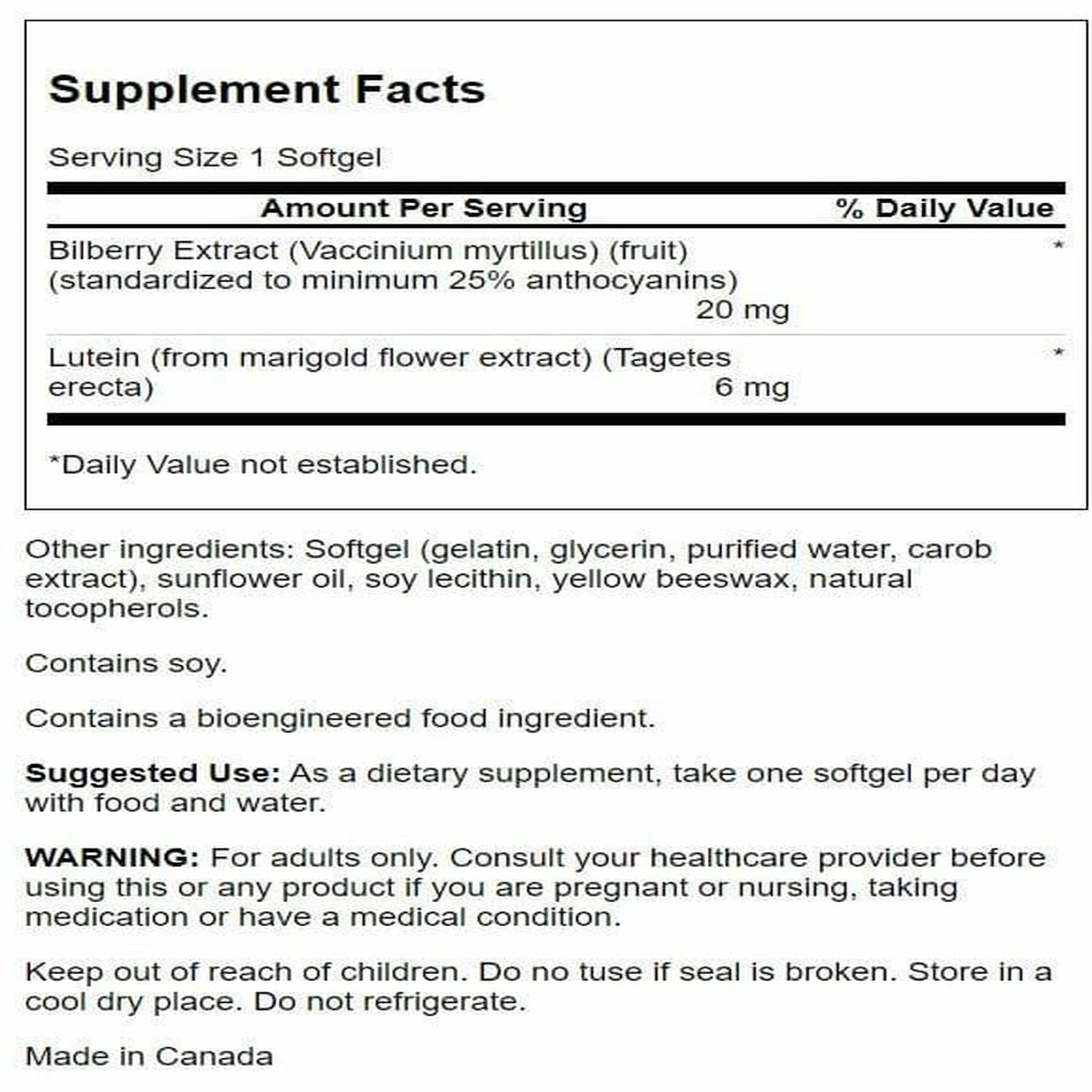 bilberry extract for vision support