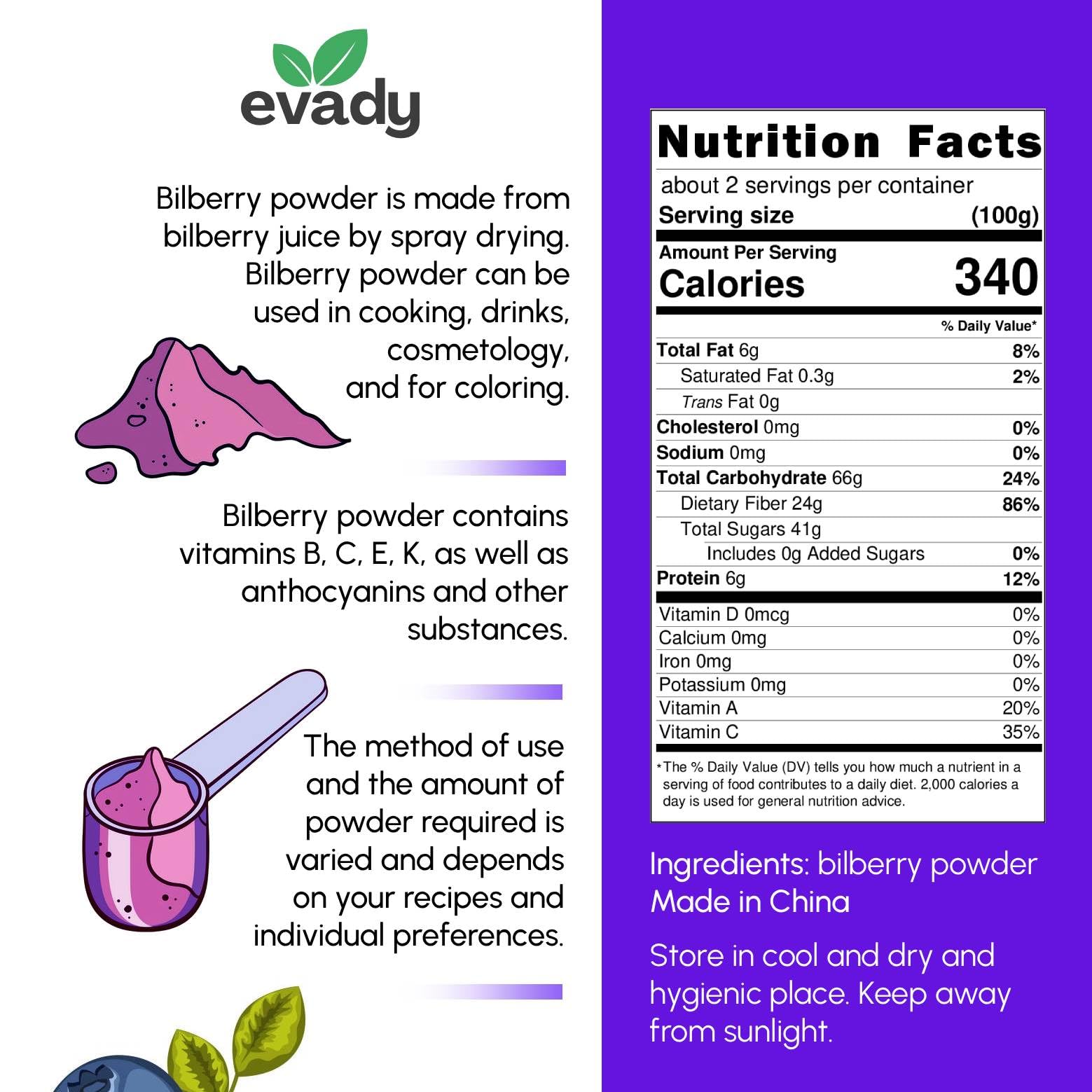 bilberry powder for herbal beverages