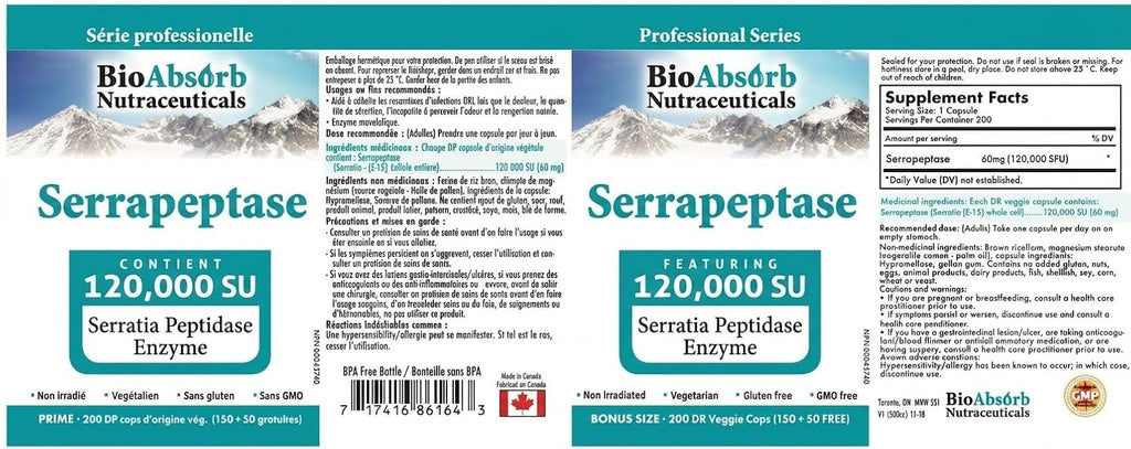 Bio Absorb serrapeptase for daily digestion support