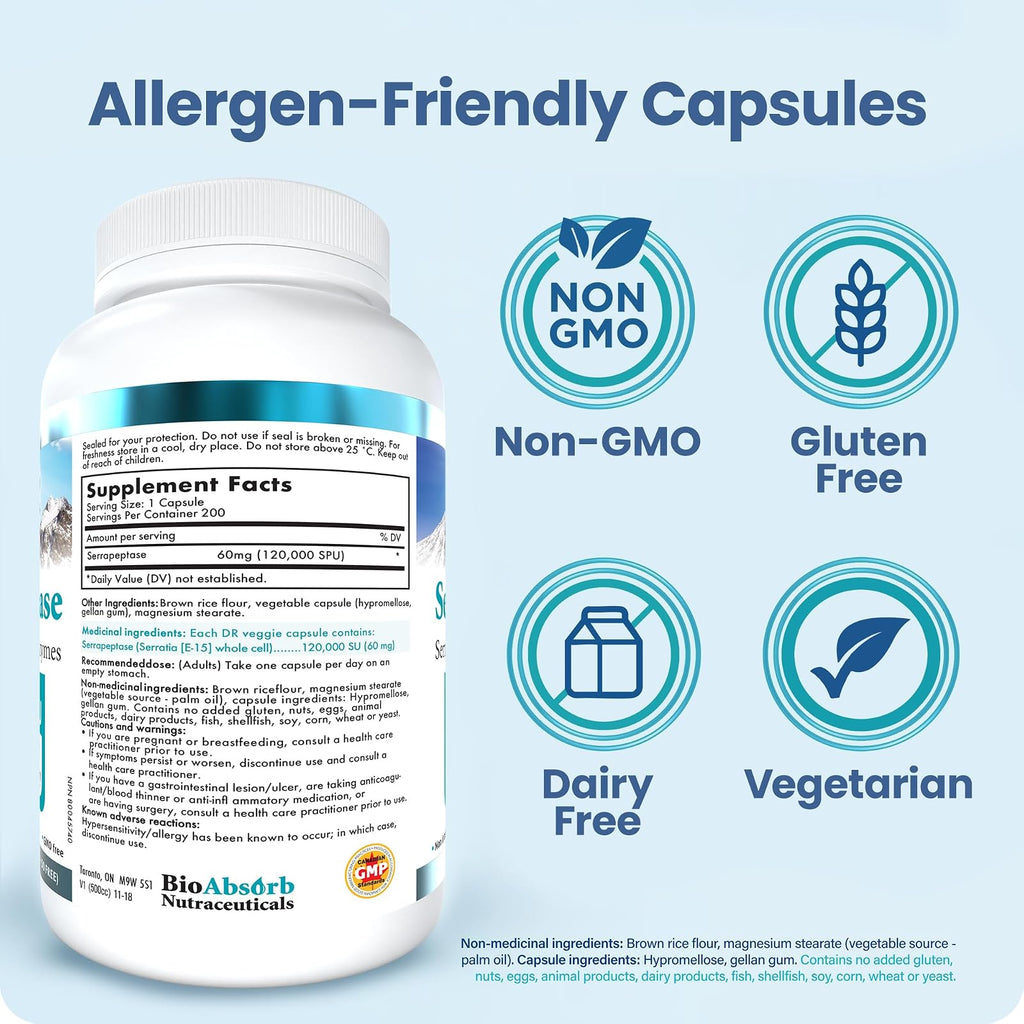 Bio Absorb serrapeptase for inflammation relief